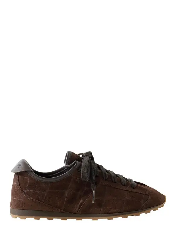 Jacquemus The Tennis Leather-trimmed Croc-effect Suede Sneakers - Brown
