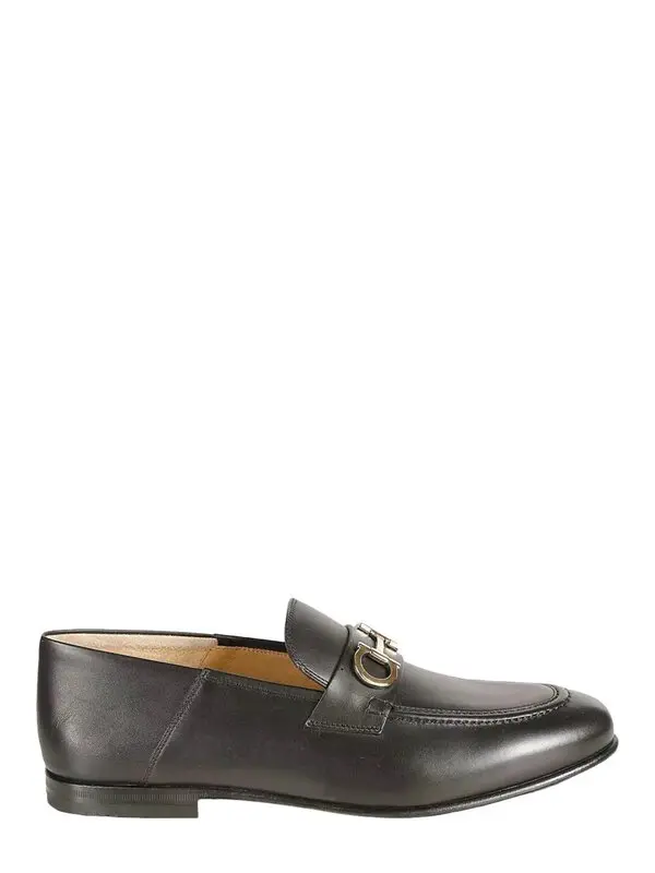 FERRAGAMO Gancini Detail Loafers - Black