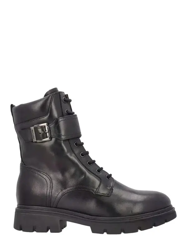 NEROGIARDINI Buckled Lace-up Combat Boots - Black