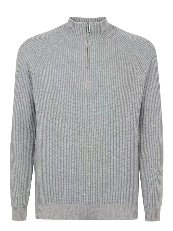 SLOWEAR Ribbed Half-zip Sweater - Grey