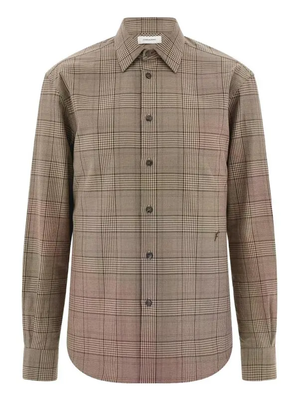 FERRAGAMO Checked Button-fastening Shirt - Brown