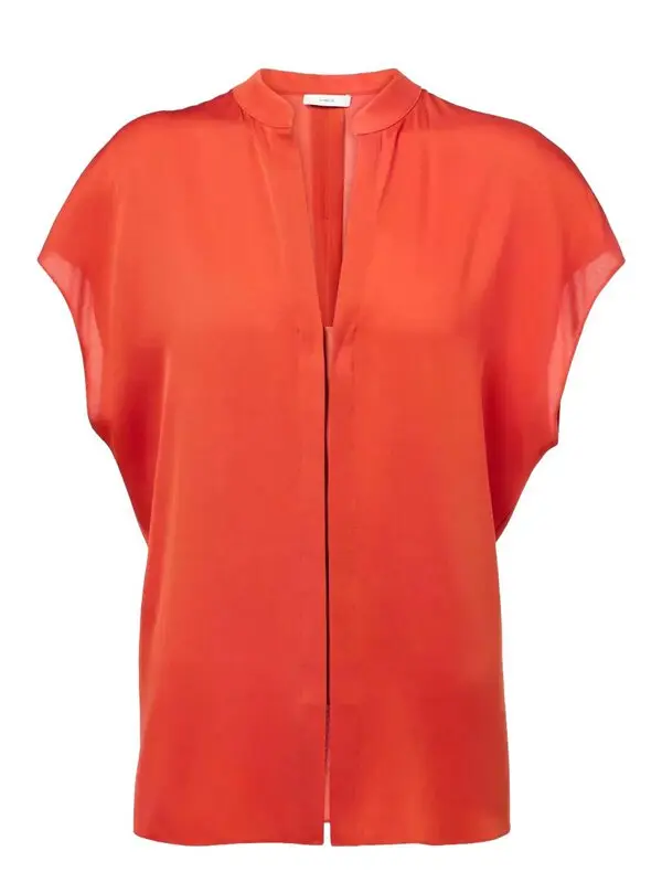 Vince Cap-sleeve Placket Blouse - Red