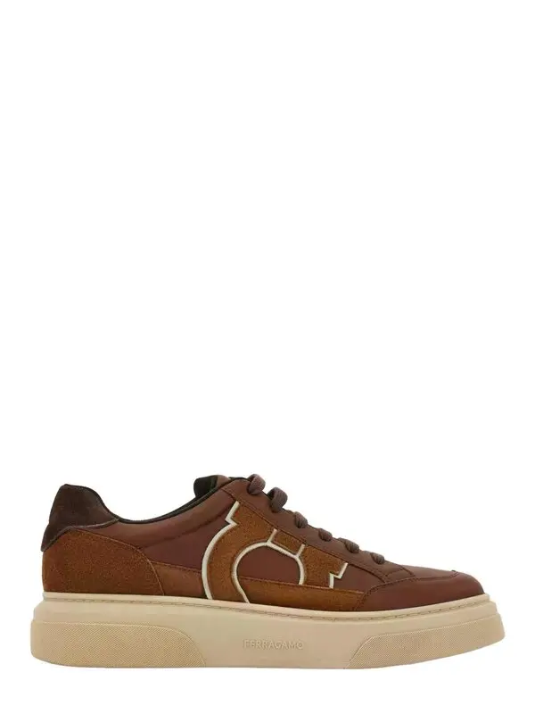 FERRAGAMO Suede Leather Sneakers - Brown