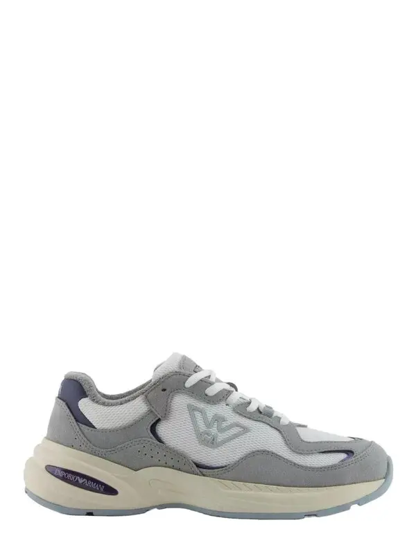 Emporio Armani Eagle-logo Mesh Sneakers - Grey