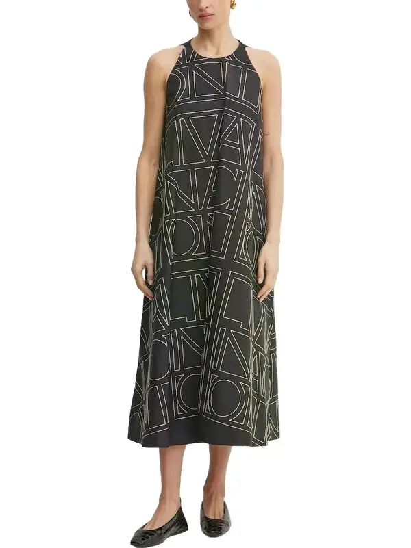 Liviana Conti Geometric-print Sleeveless Midi Dress - Black