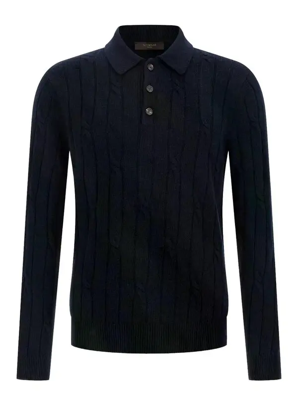 ZANONE Cable-knit Button-placket Polo Shirt - Blue