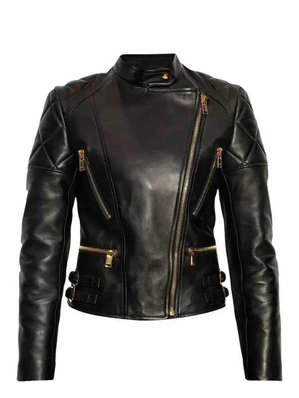 Versace Leather Quilted Jacket - Black