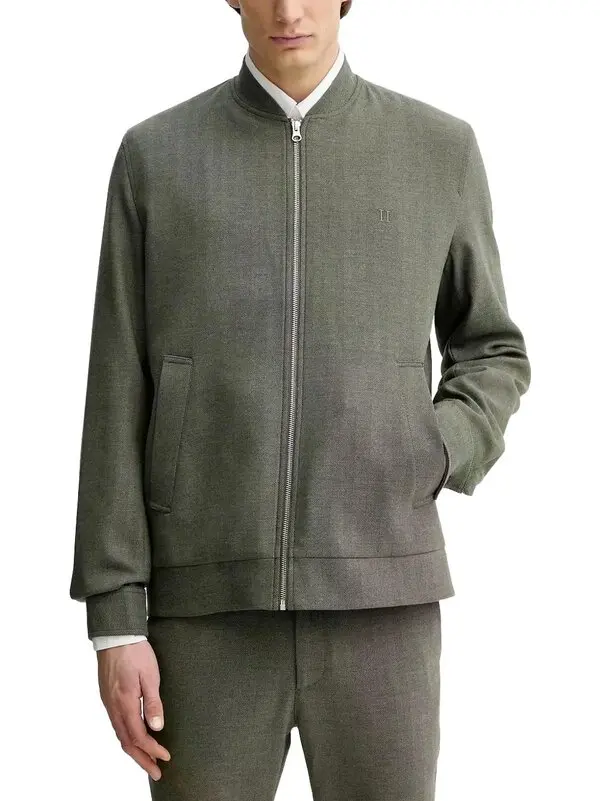 LES DEUX Herringbone Zip-up Jacket - Green