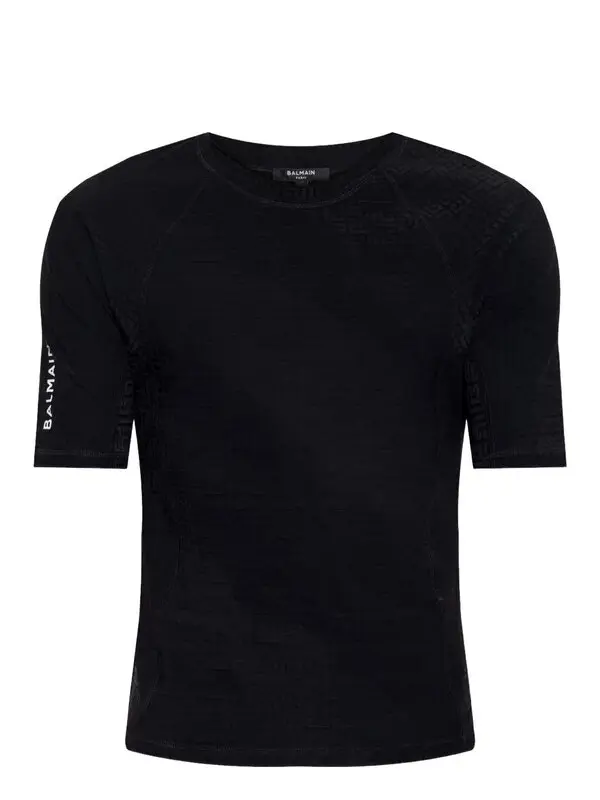 Balmain Geometric-pattern Short-sleeve T-shirt - Black