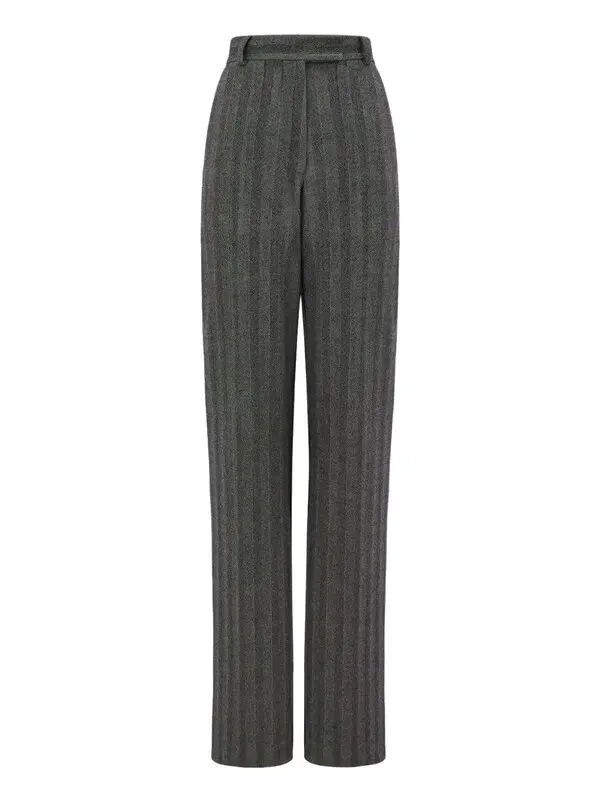 FERRAGAMO Chevron-pattern Trousers - Black