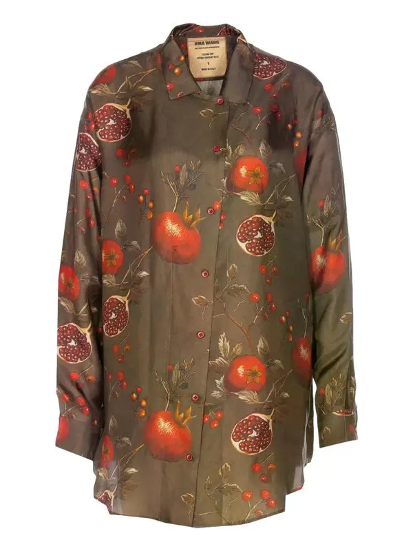 UMA WANG Pomegranate Print Buttoned Top - Brown