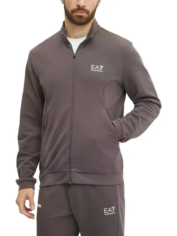 Emporio Armani Logo-print Zip-up Tracksuit - Brown