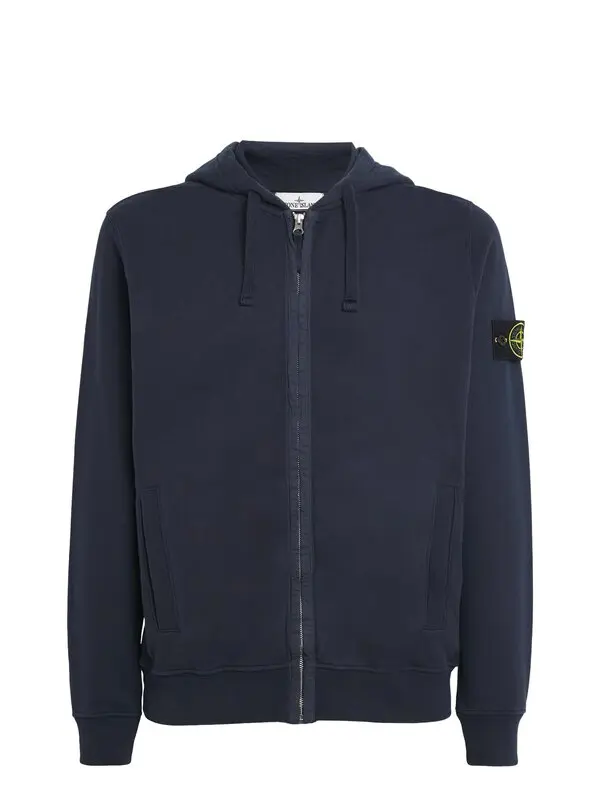 Stone Island Cotton Zip-up Hoodie - Navy