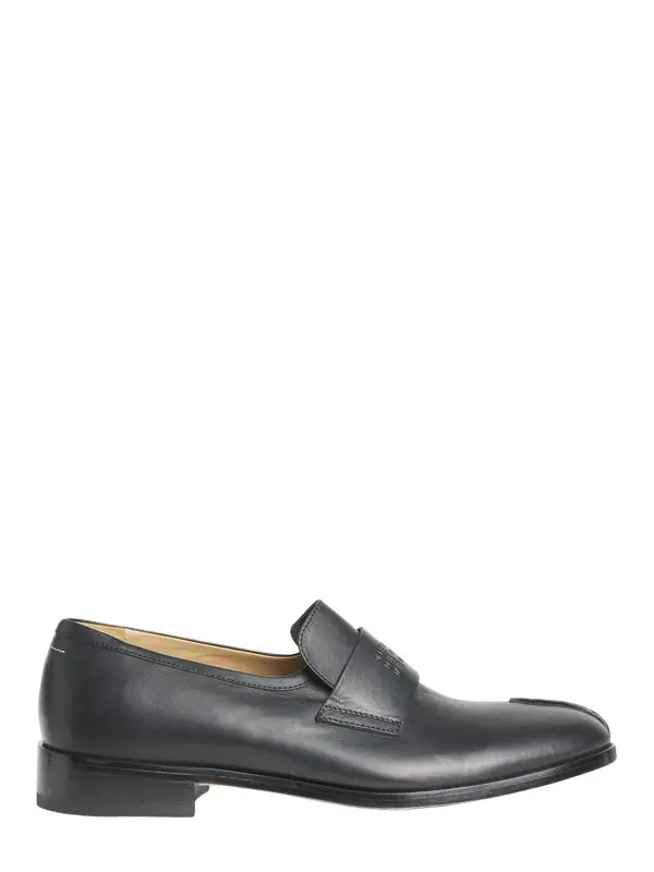 MAISON MARGIELA Leather Debossed Logo Loafers - Black
