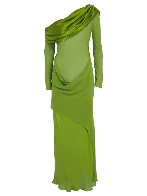 Christopher Esber Draped Silk Maxi Dress - Green