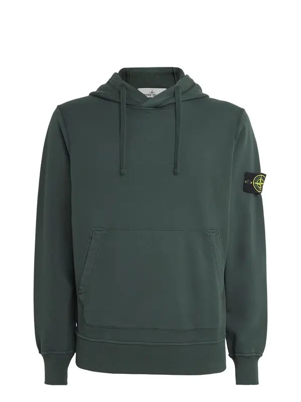 Stone Island Organic Cotton Fleece Hoodie - Green