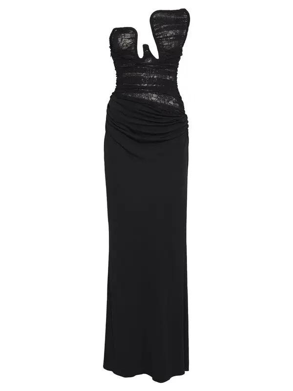 Christopher Esber Lace-bustier Strapless Salacia Gown - Black