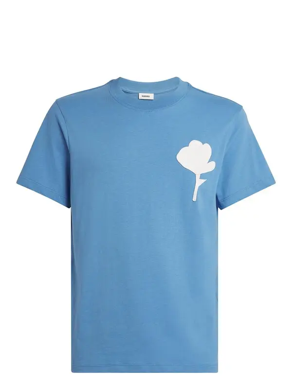 Sandro Cotton Flower Patch T-shirt - Blue