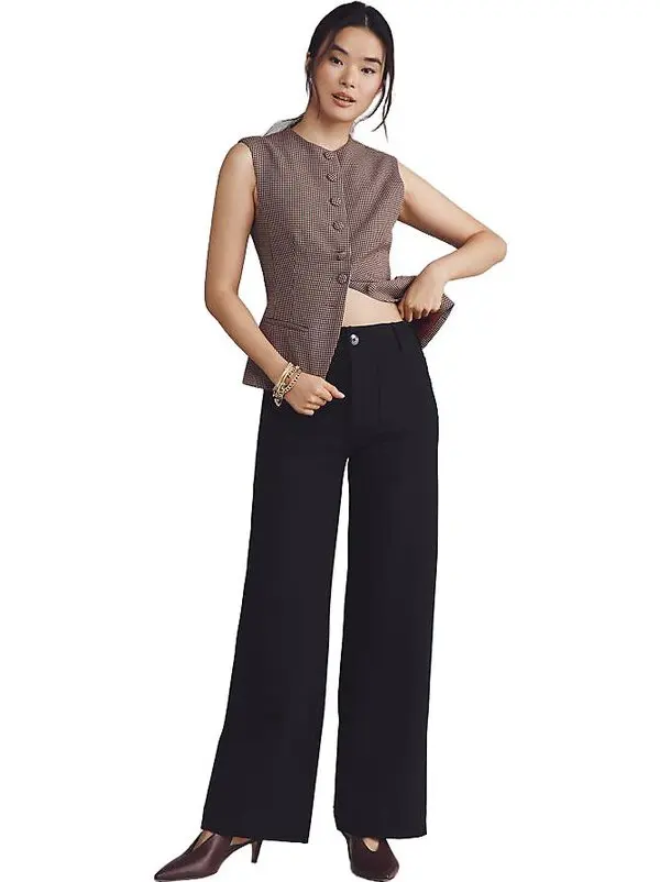 Maeve The Colette Ponte Full-length Wide-leg Pants - Black