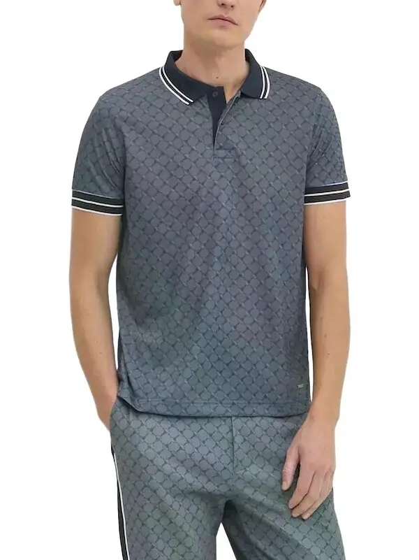 JOOP! Talon Cornflower Patterned Tipped Polo Shirt - Blue