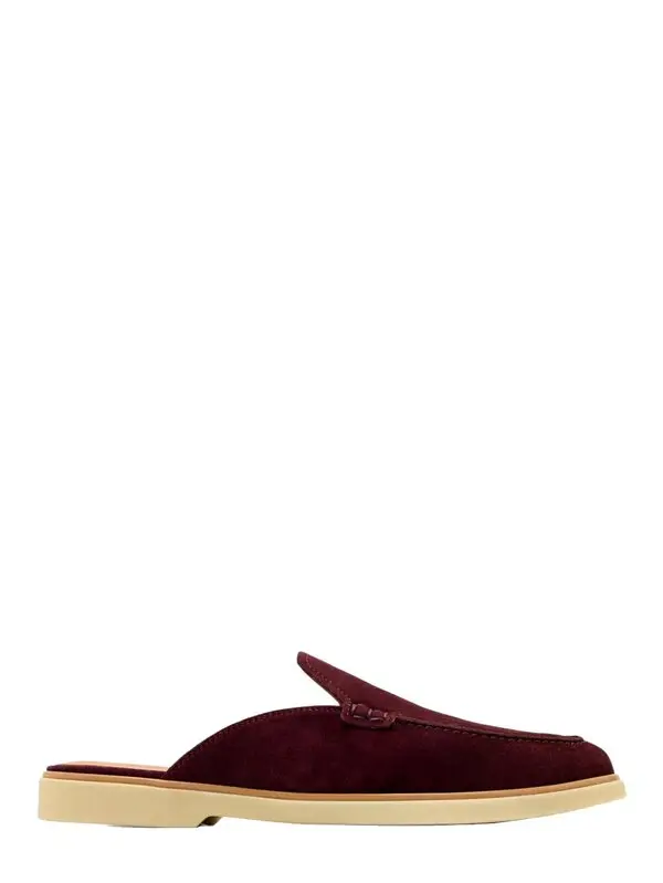 Magnanni Suede Leather Flat Mules - Red