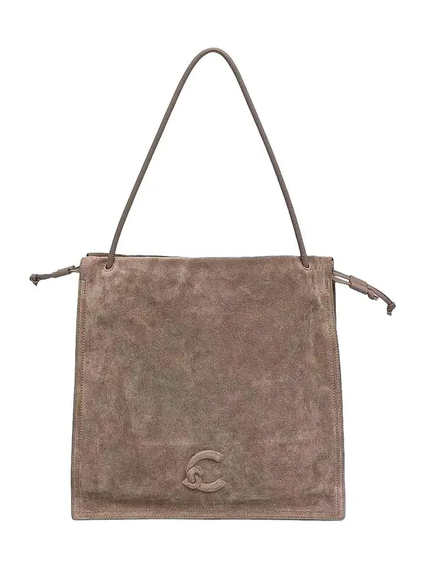 COCCINELLE Embossed-logo Suede Tote Bag - Brown