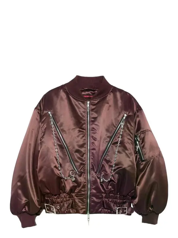 CHOPOVA LOWENA Chain-embellished Bomber Jacket - Brown