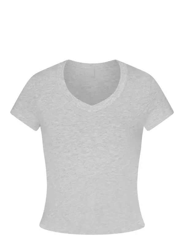 SKIMS Baby V Neck T-shirt - Light Heather Grey