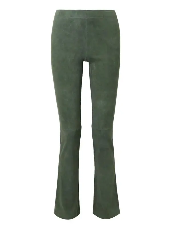 Stouls Jp Paneled Suede Flared Pants - Green