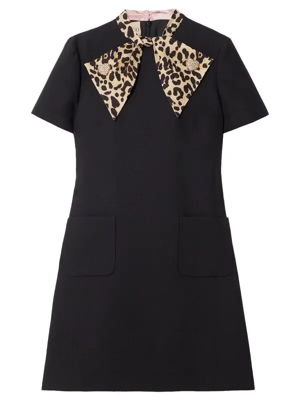 Valentino Garavani Embellished Pussy-bow Mini Dress - Black