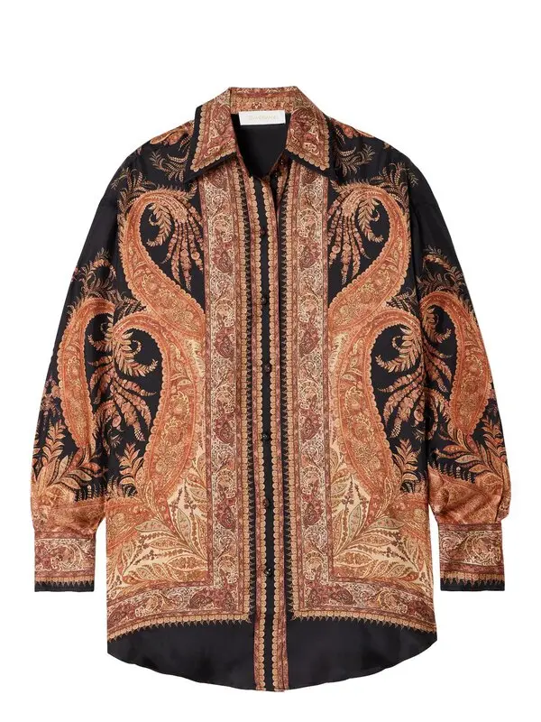 Zimmermann Paisley-print Silk Shirt - Black