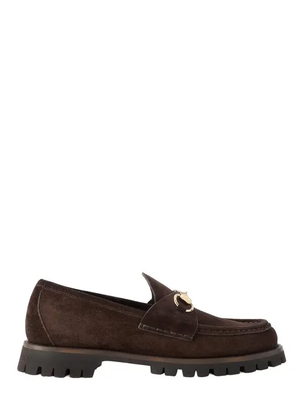 Gucci Horsebit-detailed Suede Loafers - Brown