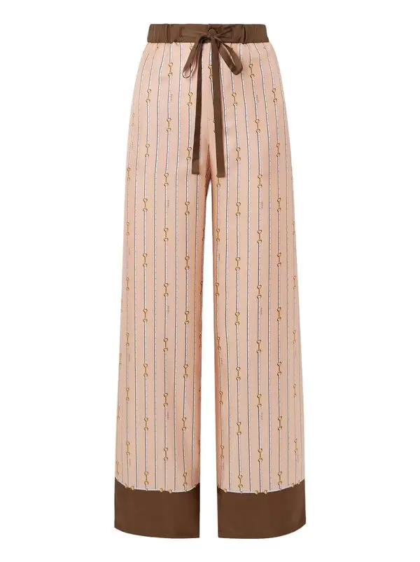 Gucci Striped Silk-twill Wide-leg Pants - Brown