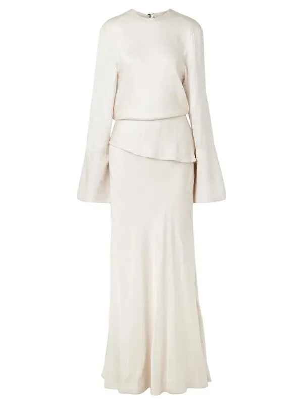 Brandon Maxwell Tiered Satin-twill Gown - Ivory