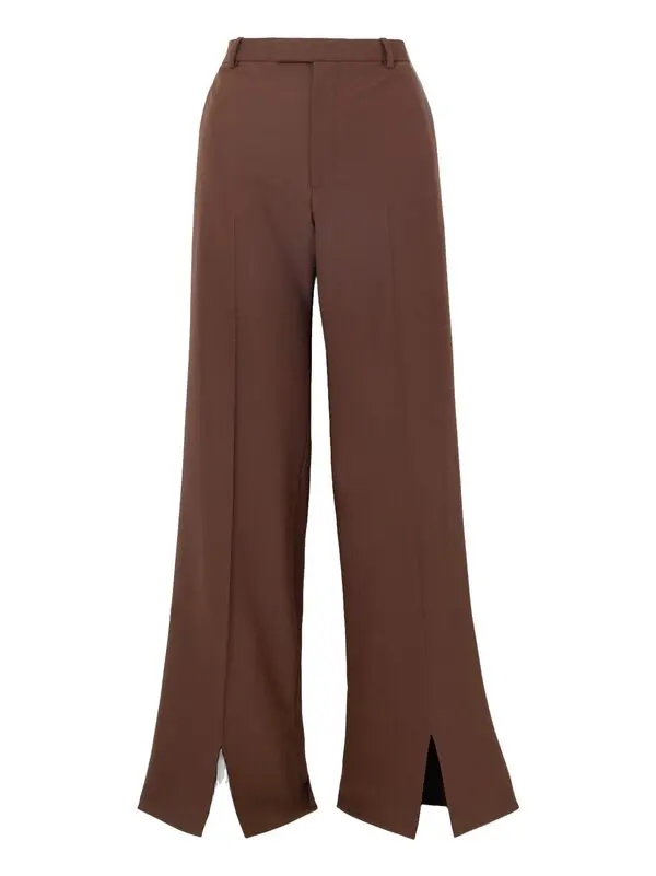 Gucci Wool-blend Wide-leg Pants With Slit Cuff - Brown