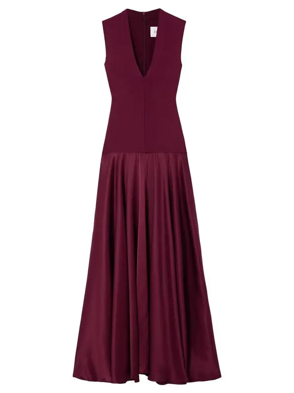 ESSE STUDIOS Illi V Jersey And Silk-satin Maxi Dress - Burgundy