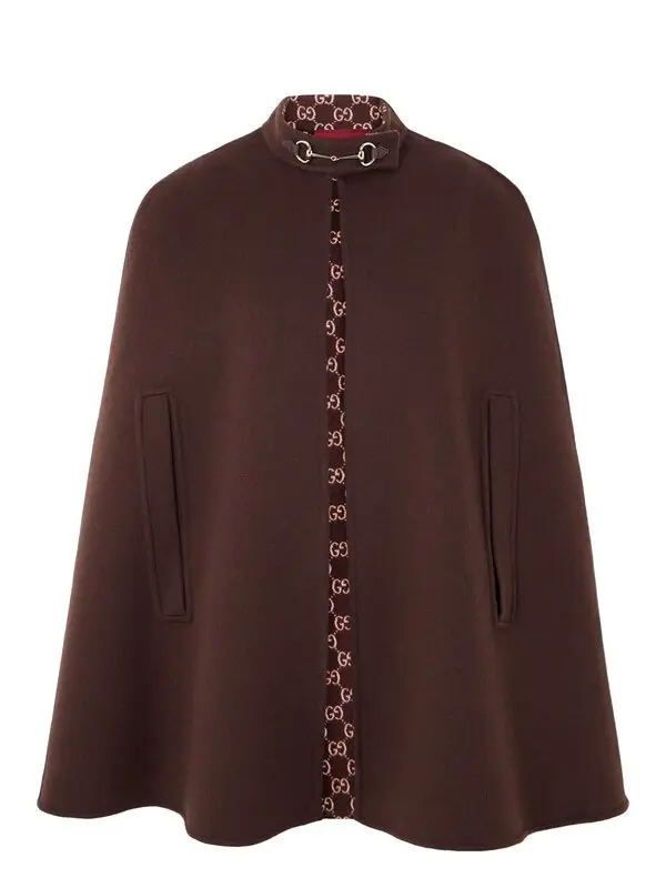 Gucci Embellished Wool And Silk-blend Cape - Brown