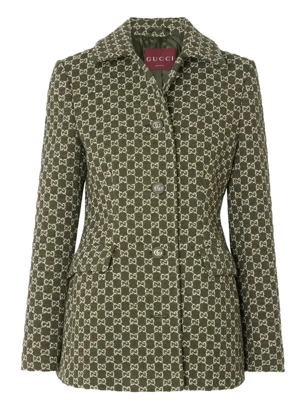 Gucci Jacquard-knit Cotton-blend Bouclé Jacket - Green
