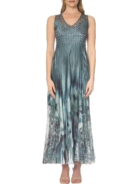 Komarov Lace-up Back Maxi Dress - Shibori Sage