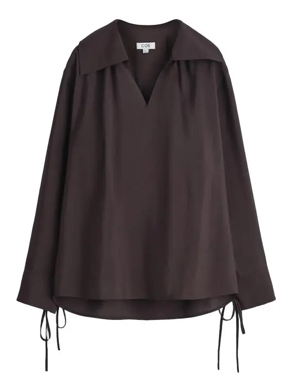 Cos Wide-collar Modal Blouse - Brown