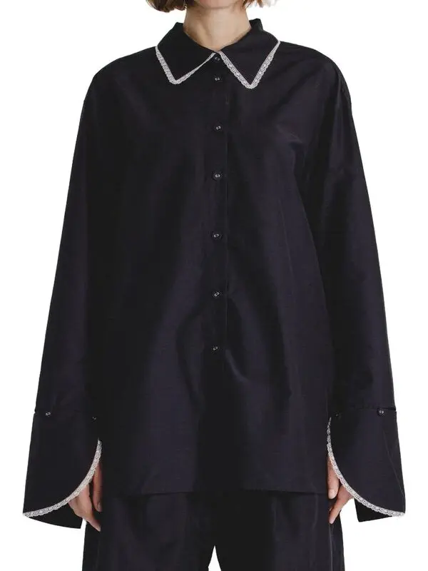 ALAS Cotton Silk Oversized Shirt - Black