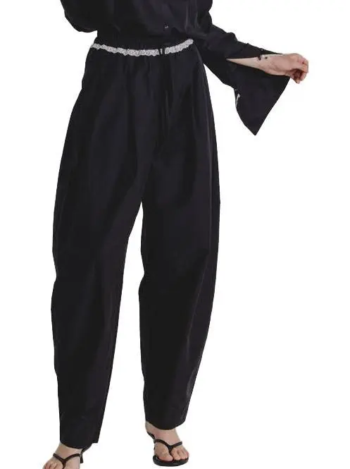 ALAS Cotton Silk Barrel Leg Pants - Black