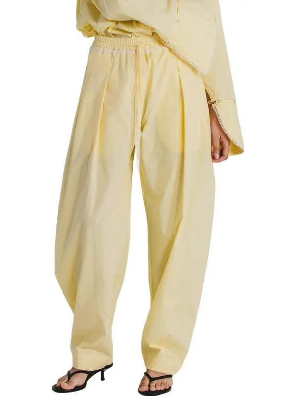 ALAS Cotton Poplin Barrel Leg Pants - Butter Yellow