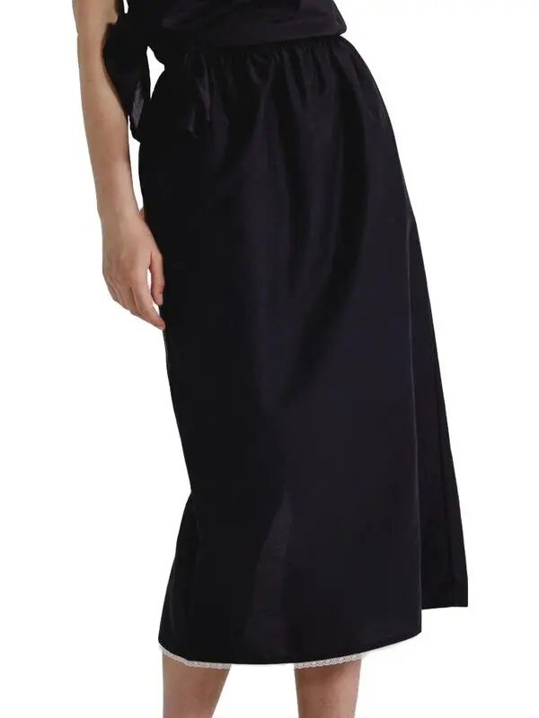 ALAS Cotton Silk Skirt With Lace Trim - Black