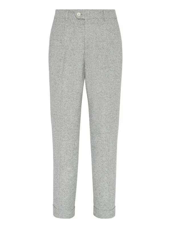 Brunello Cucinelli Prince Of Wales Trousers - Light Grey