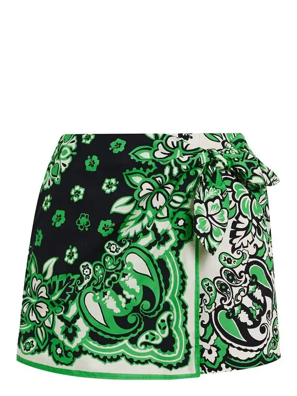 Red Valentino Printed Cotton-poplin Skirt-style Shorts - Green