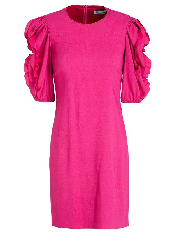 Red Valentino Cutout Ruffled Crepe Mini Dress - Fuchsia