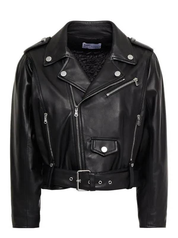 Red Valentino Leather Biker Jacket - Black