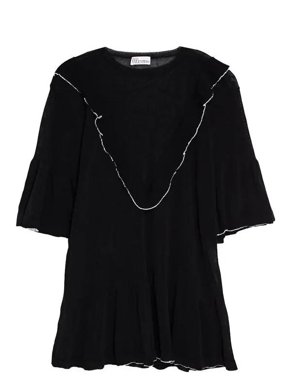 Red Valentino Ruffled Cotton-blend Top - Black