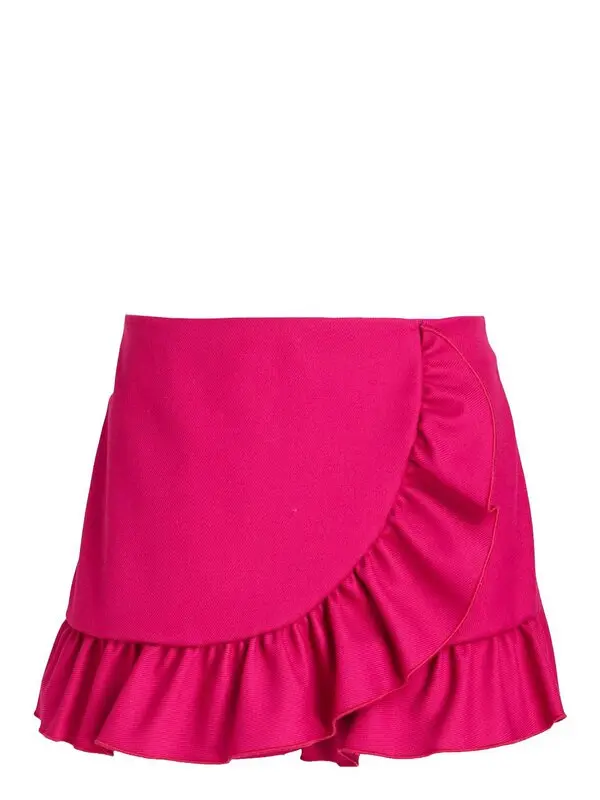 Red Valentino Skirteffect Ruffled Drill Shorts - Fuchsia